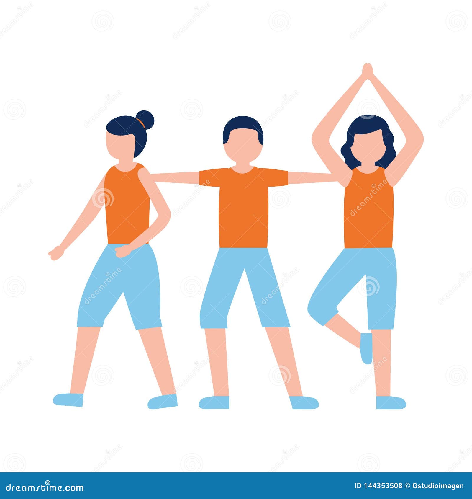 Group Women Practicing Exercises Stock Vector - Illustration of healthy ...