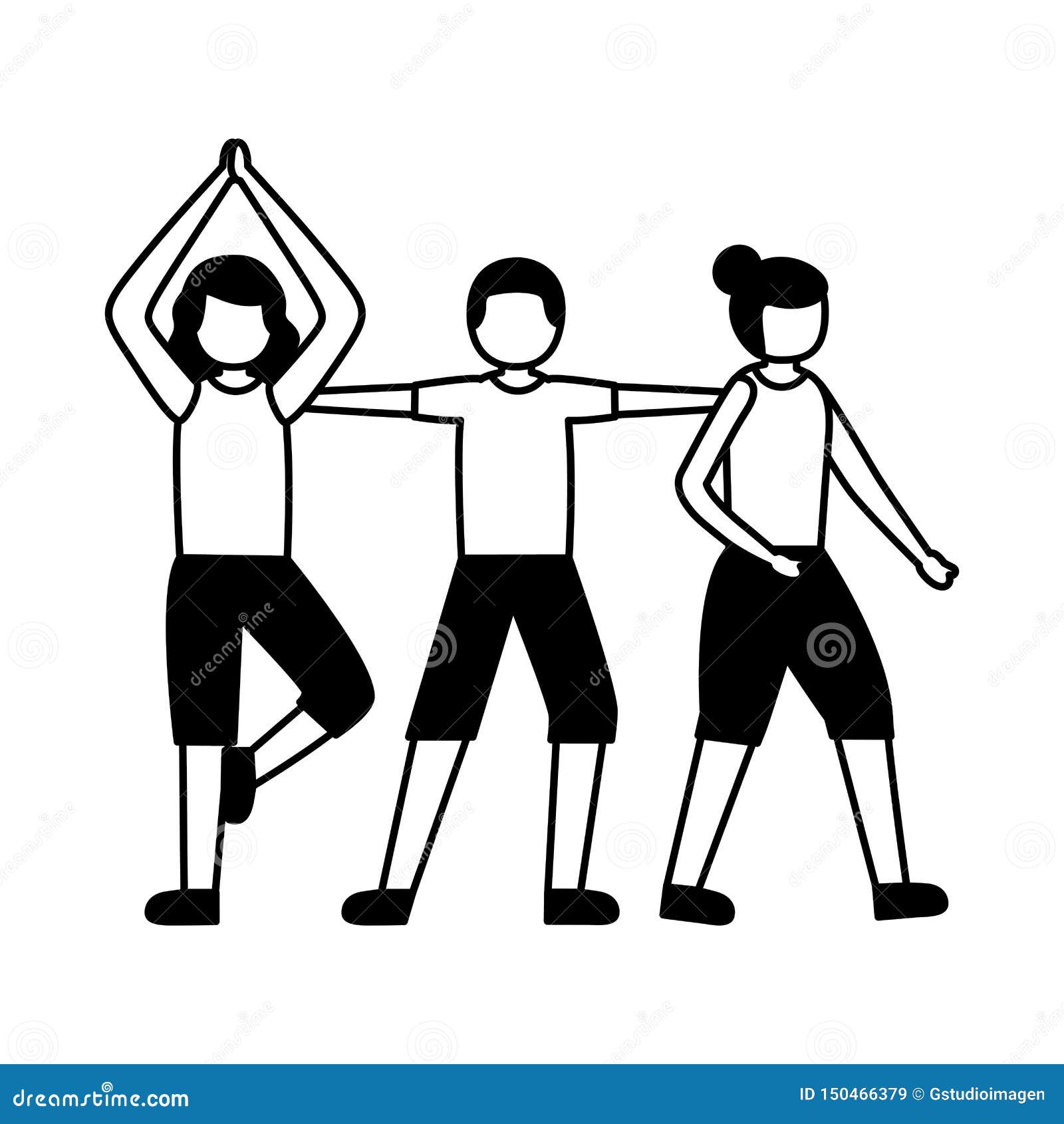 Group Women Practicing Exercises Stock Illustration - Illustration of ...