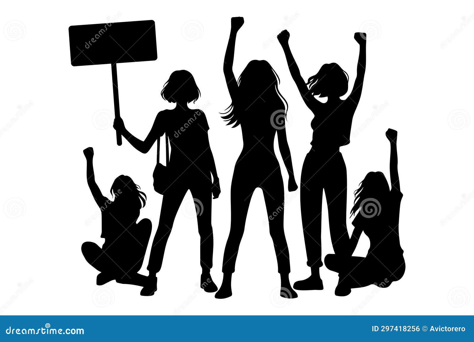 Women Protesters Walking On Manifestation. Feminism, Womens Rights And ...