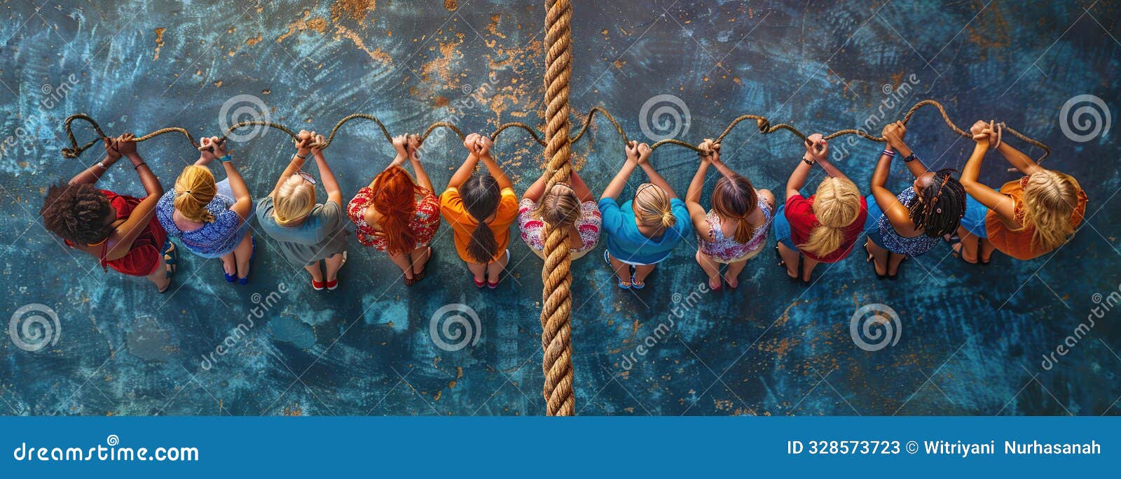 Women Pulling Rope Together Stock Illustration - Illustration of shot ...