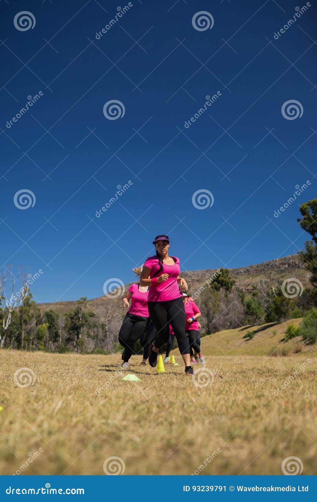 Group of Women Running through Cones in the Boot Camp Stock Image ...