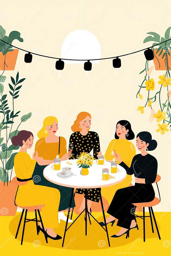 A Group of Women Sitting Around a Table with Drinks. Generative AI ...