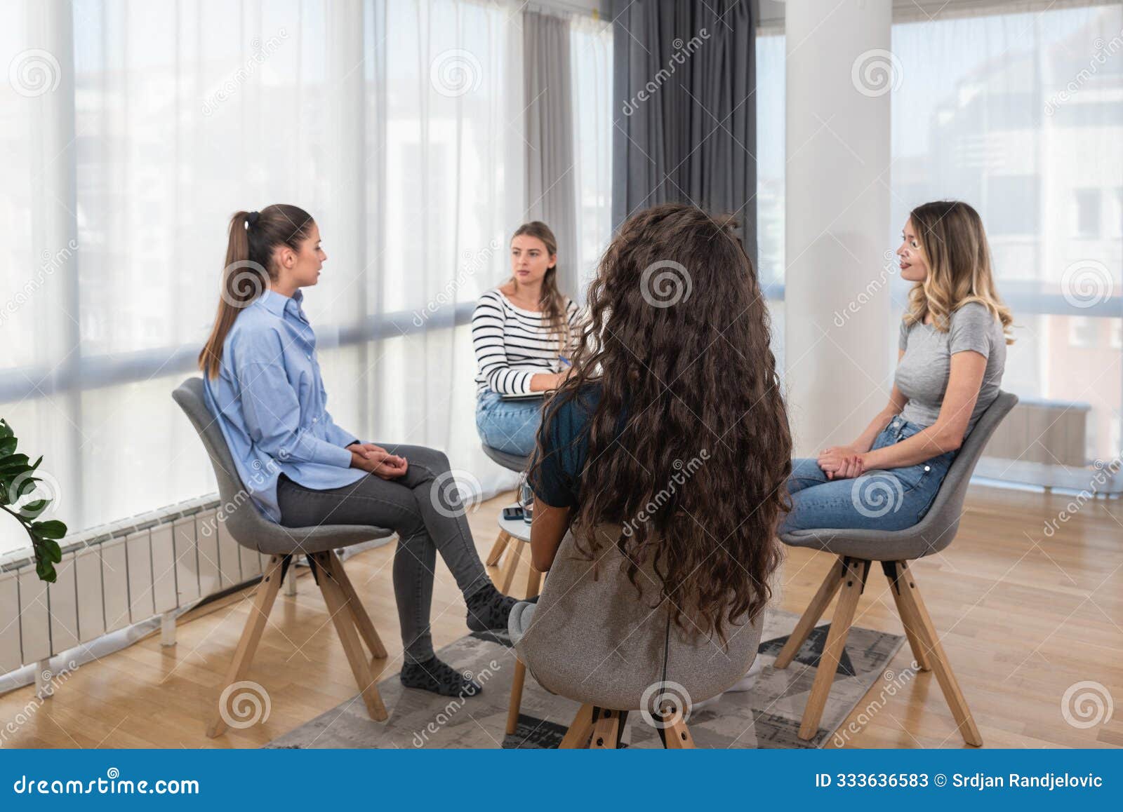 Group of Women Sitting and Talking, Discussing Work and Success ...