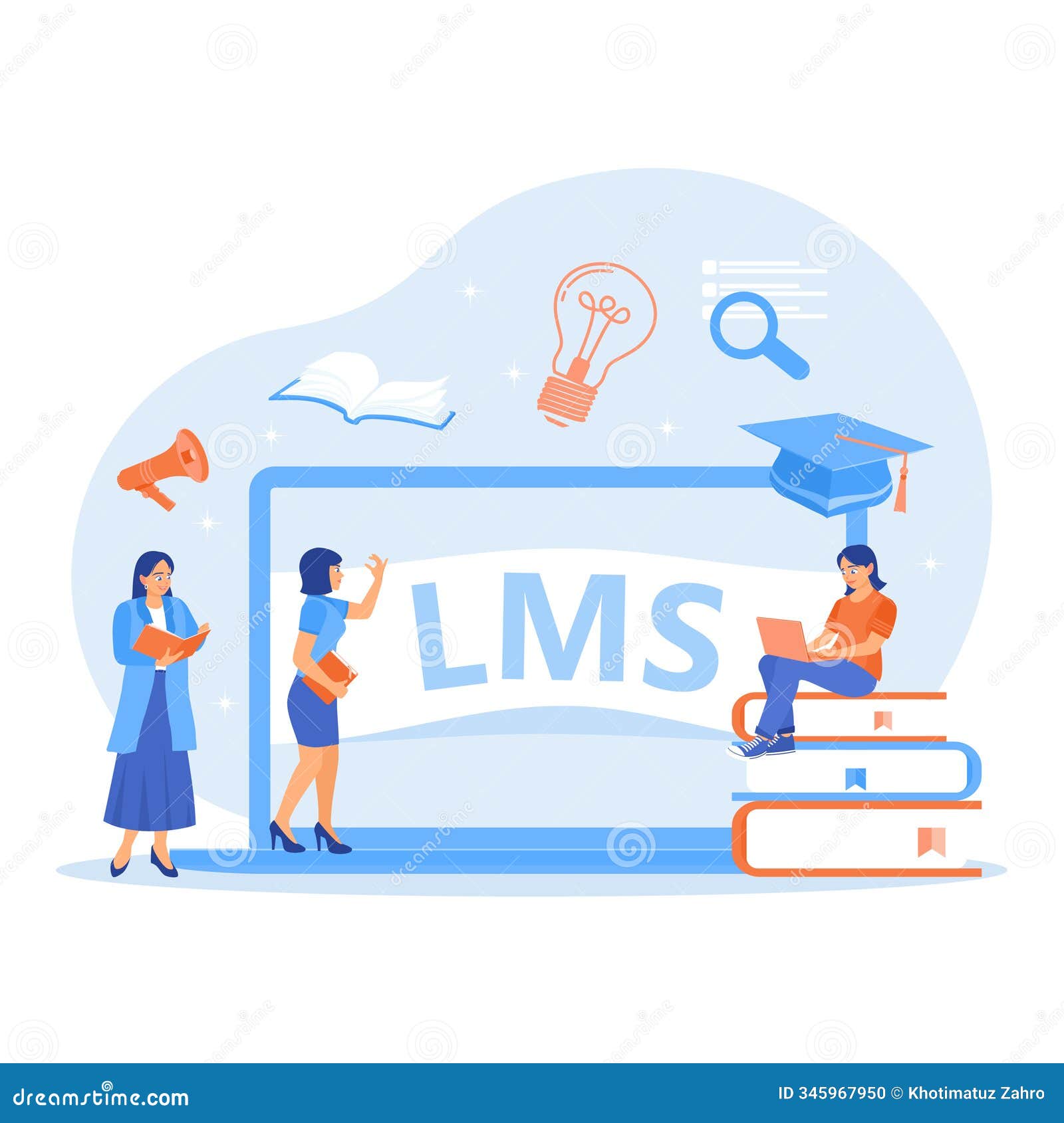 A Group of Women Taking Online Educational Training on Laptops. LMS ...