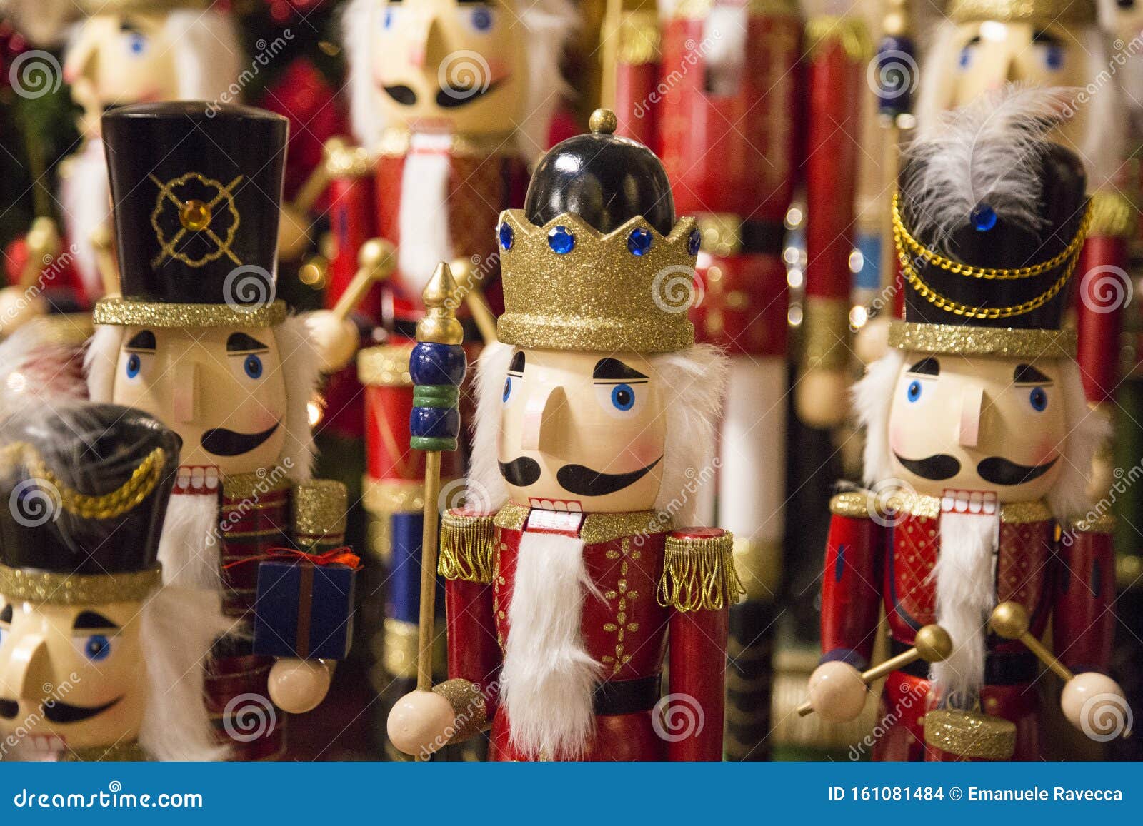 .group of Wooden Christmas Nutcrackers with Different Headdresses Stock ...
