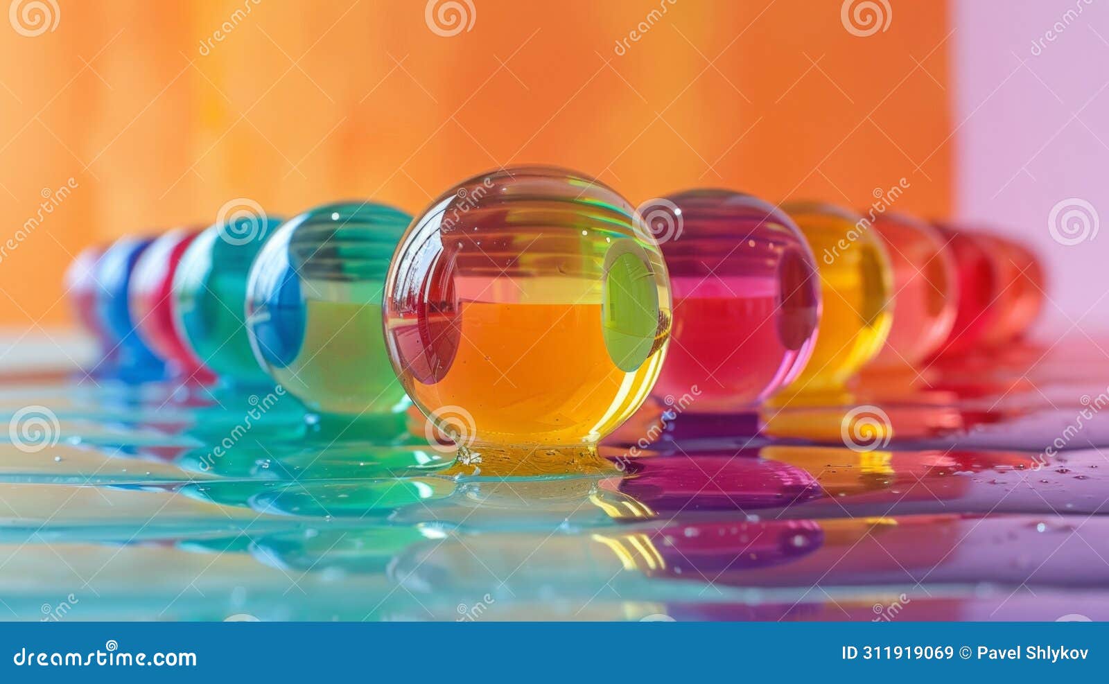 Group of Wooden Color Balls in Line Stock Image - Image of symmetrical ...
