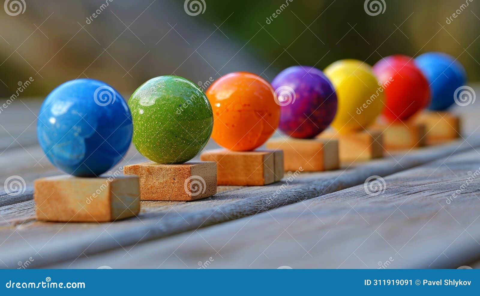 Group of Wooden Color Balls in Line Stock Image - Image of pretty ...