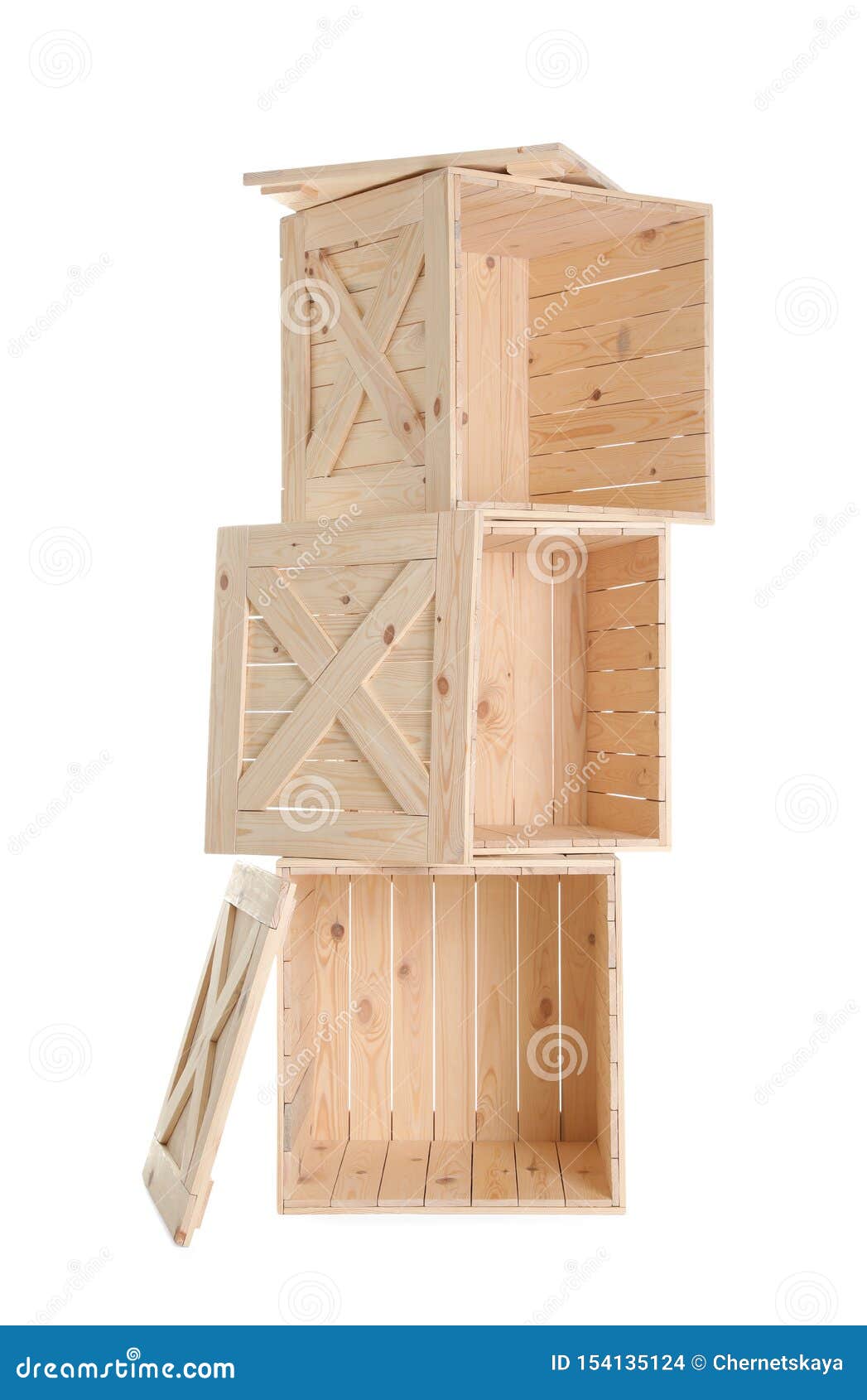 Group of Wooden Crates Isolated Stock Photo - Image of delivery, cube ...