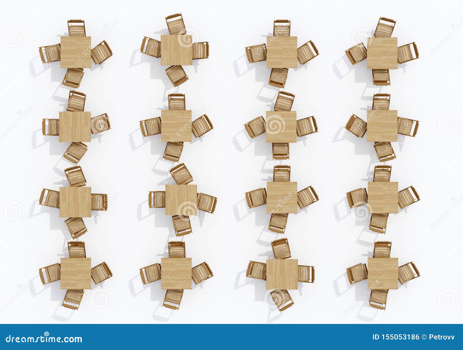 Group of Wooden Tables with Chairs Top View Stock Illustration ...
