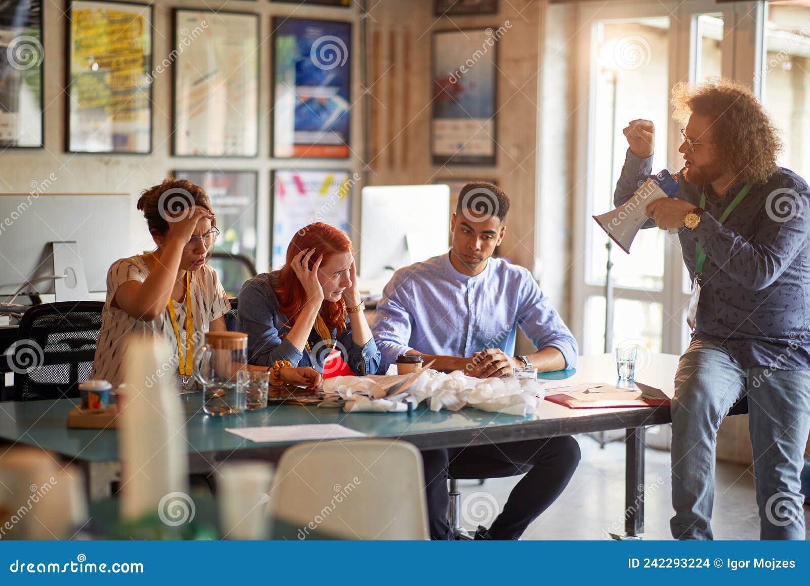 Group of Work Colleagues Having Competition Together; Casual Workplace ...