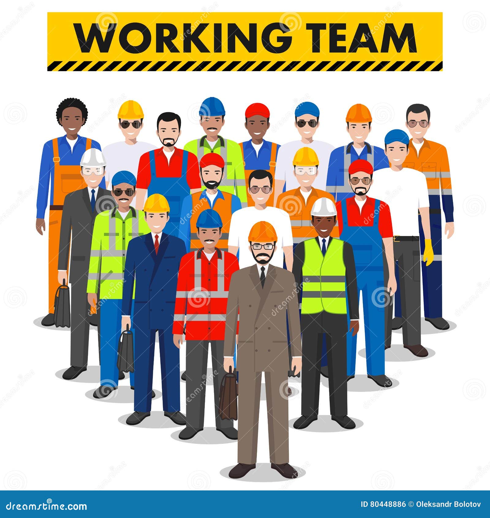 Group of Worker, Builder and Engineer Standing Together on White ...