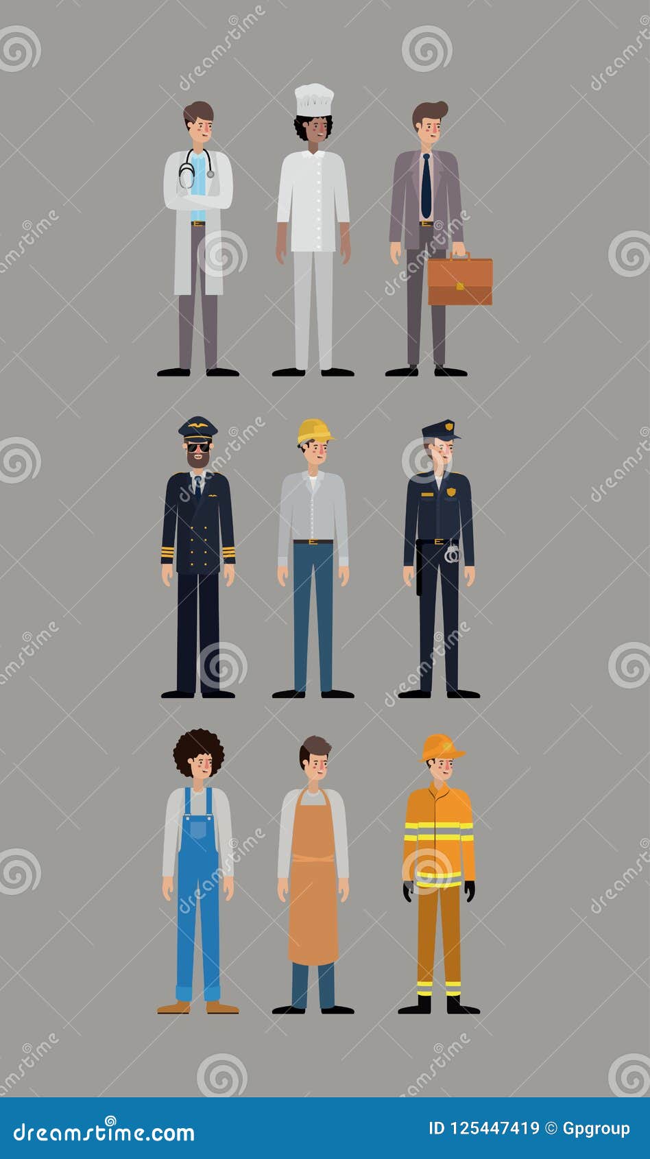 Group of Workers Avatars Characters Stock Vector - Illustration of ...