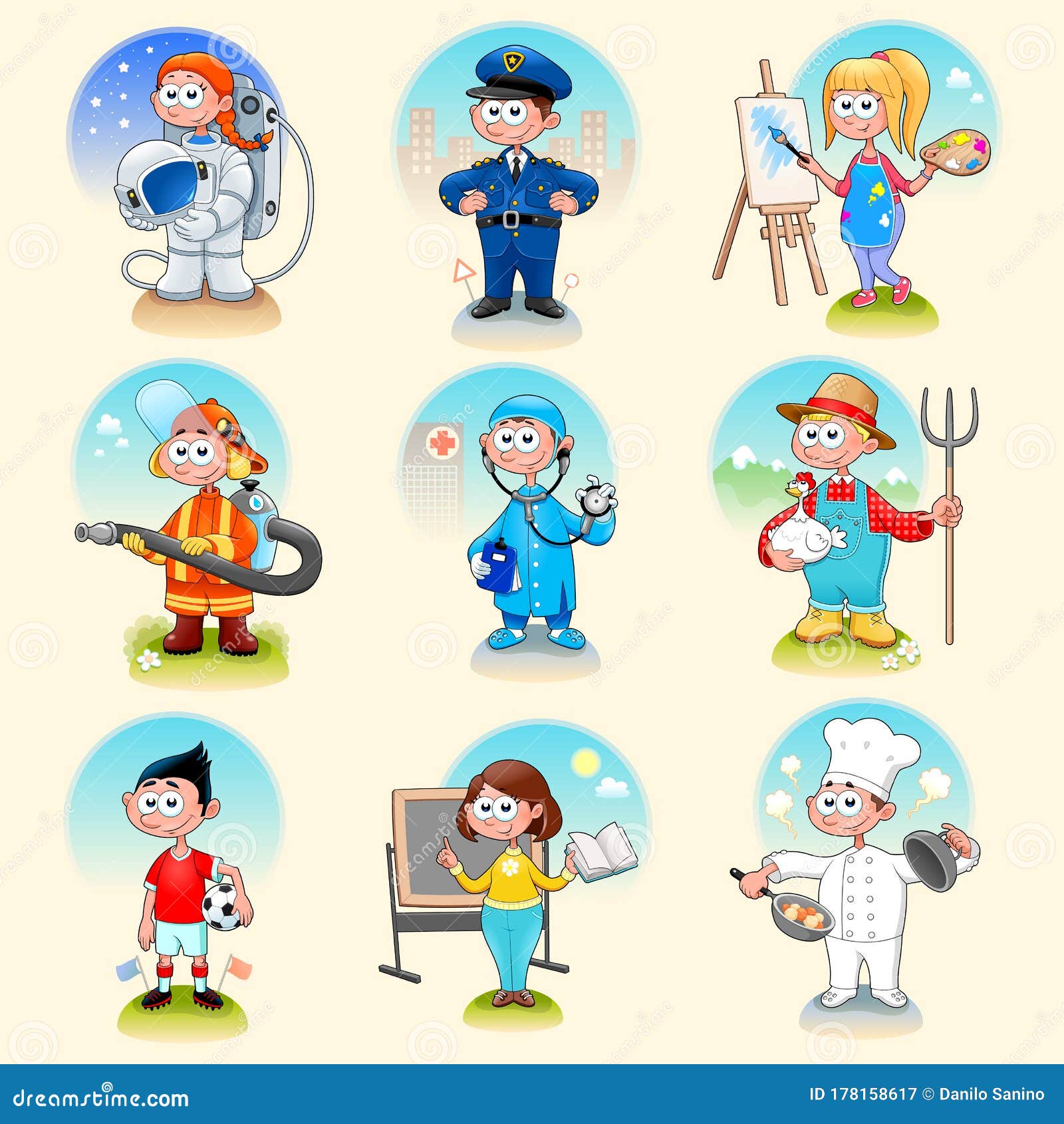 Group of Workers for Children Stock Vector - Illustration of character ...