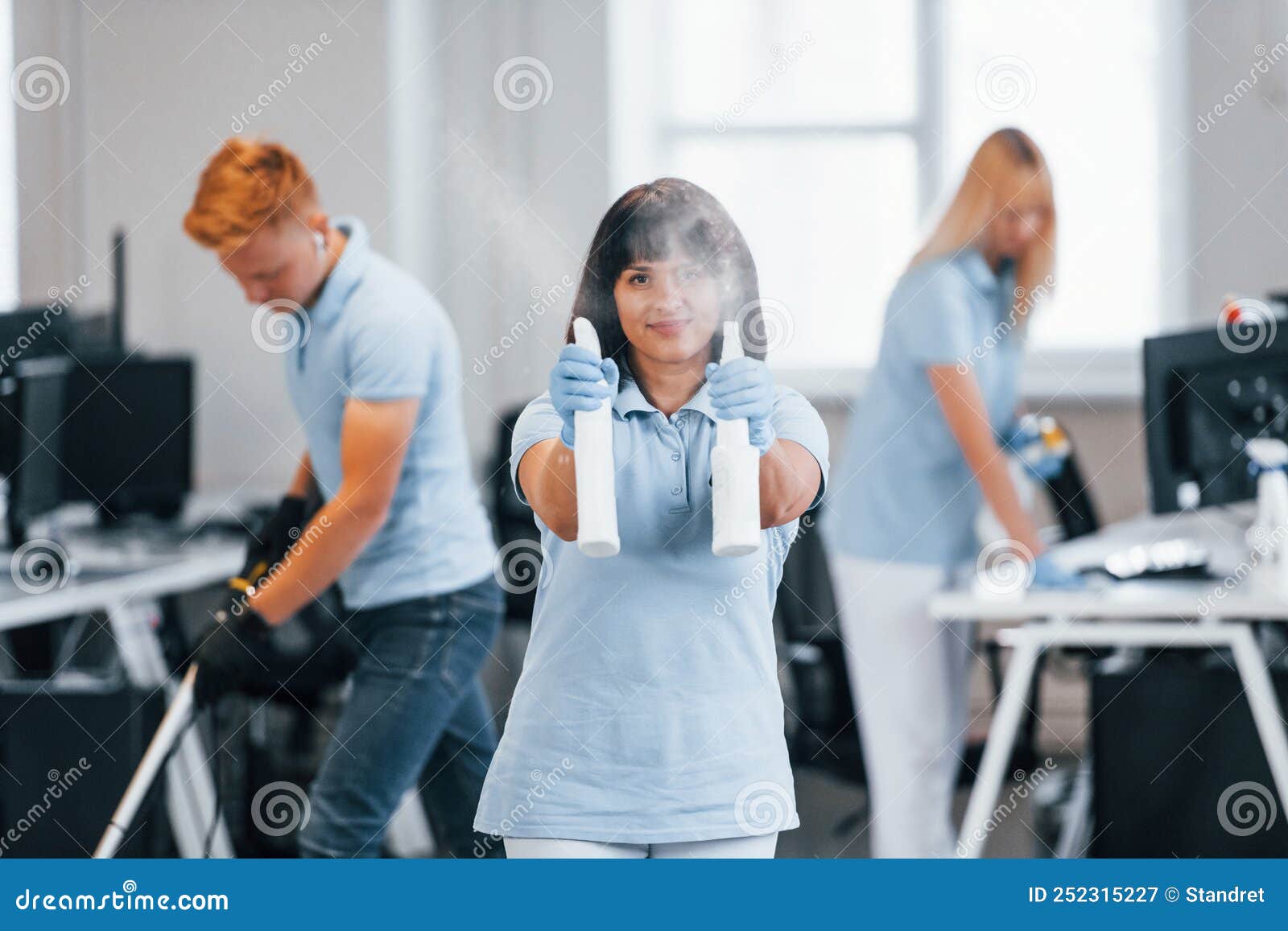 Group of Workers Clean Modern Office Together at Daytime Stock Image ...