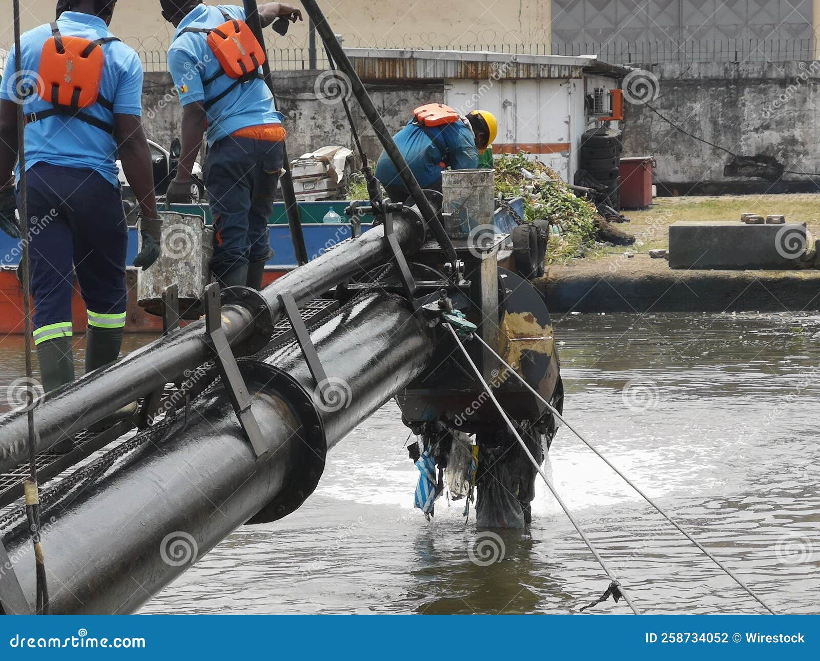 Group of Workers in a Dredging Site Editorial Photography - Image of ...