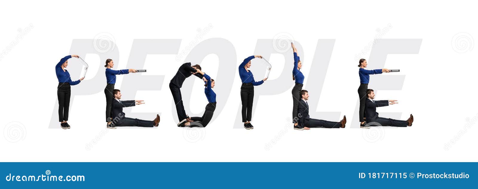 Group of Workers Forming People Word at Studio Stock Image - Image of ...