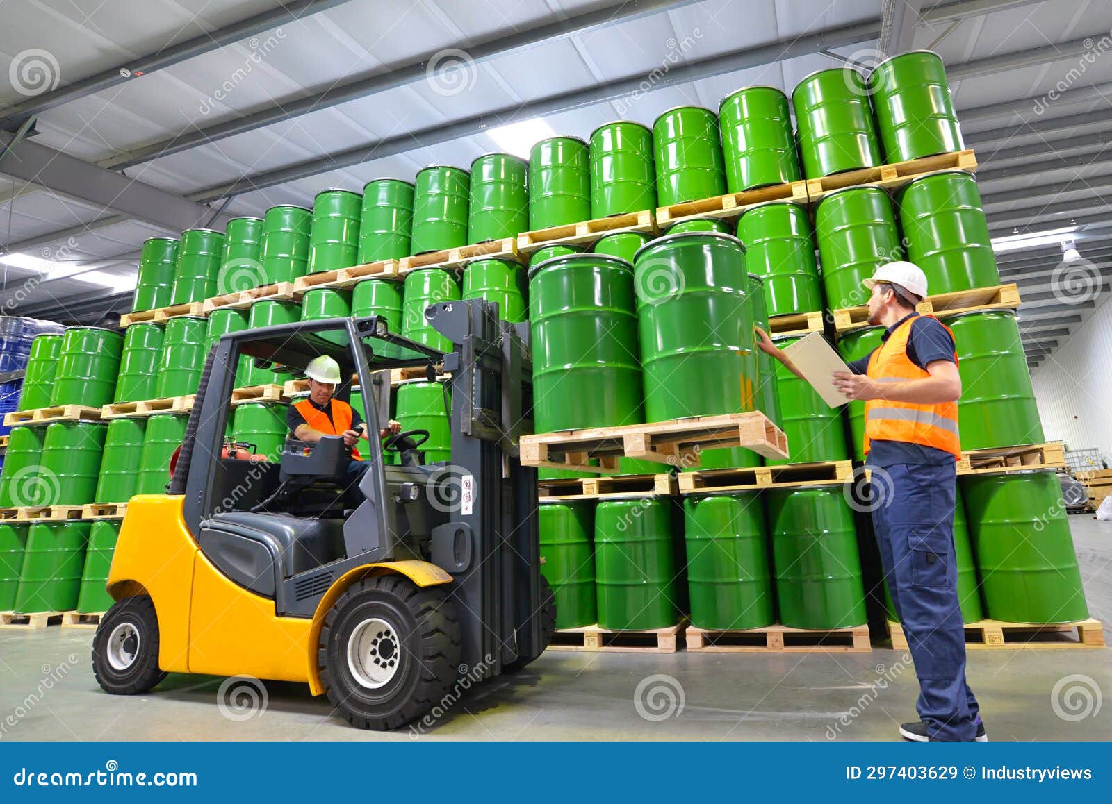 Group of Workers in the Logistics Industry Work in a Warehouse with ...