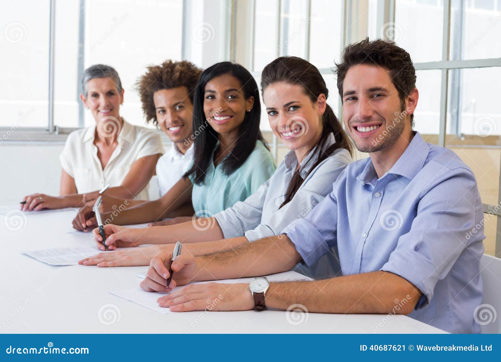 Group of Workers Looking at Camera Stock Image - Image of business ...