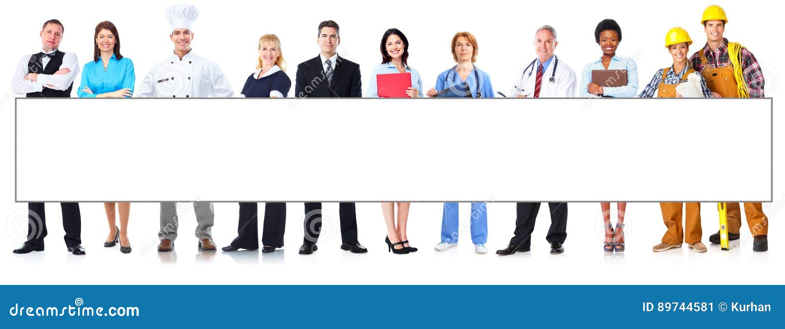 Group of Workers People with Banner. Stock Image - Image of diversity ...
