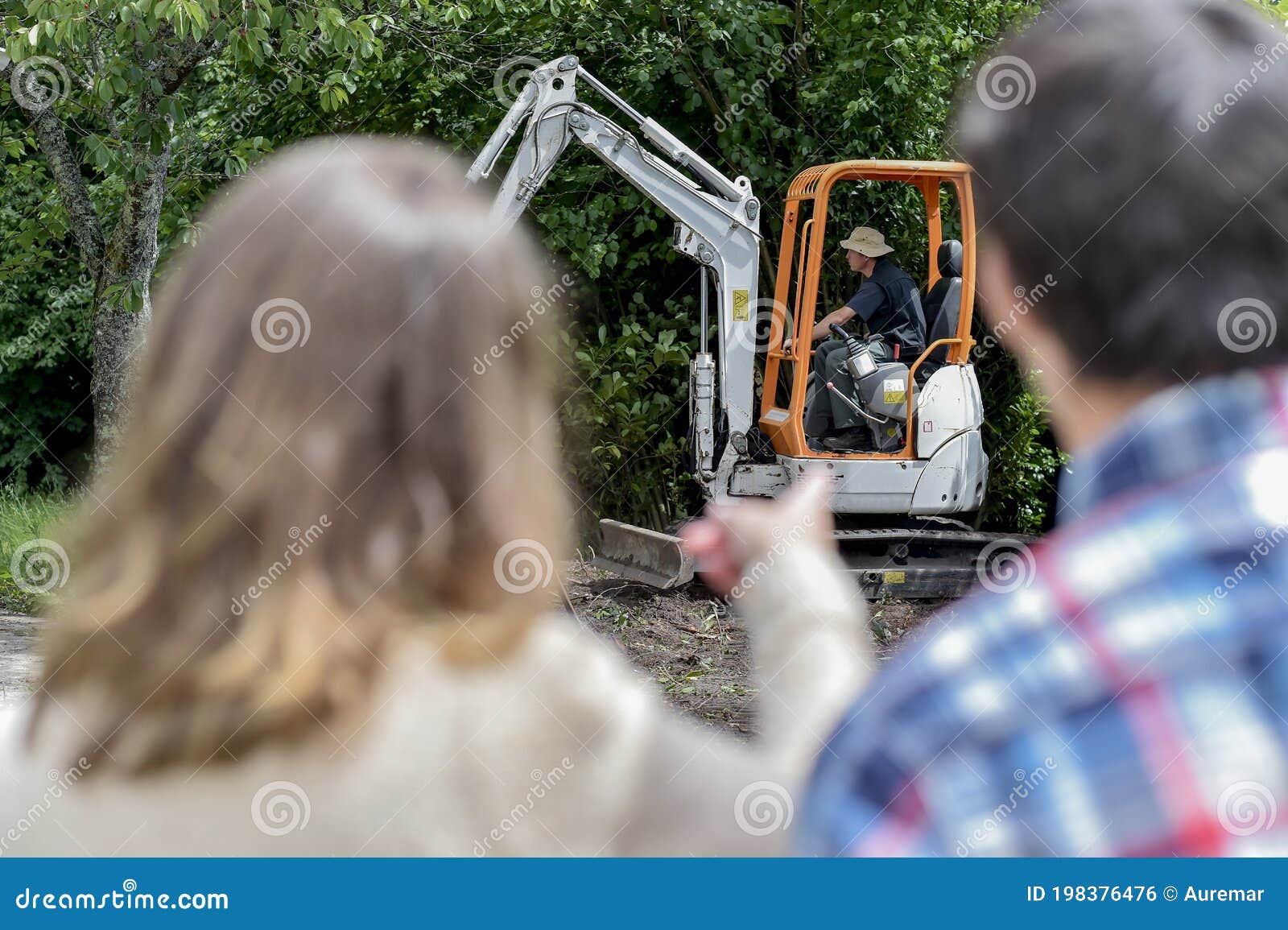Group workers using digger stock photo. Image of render - 198376476