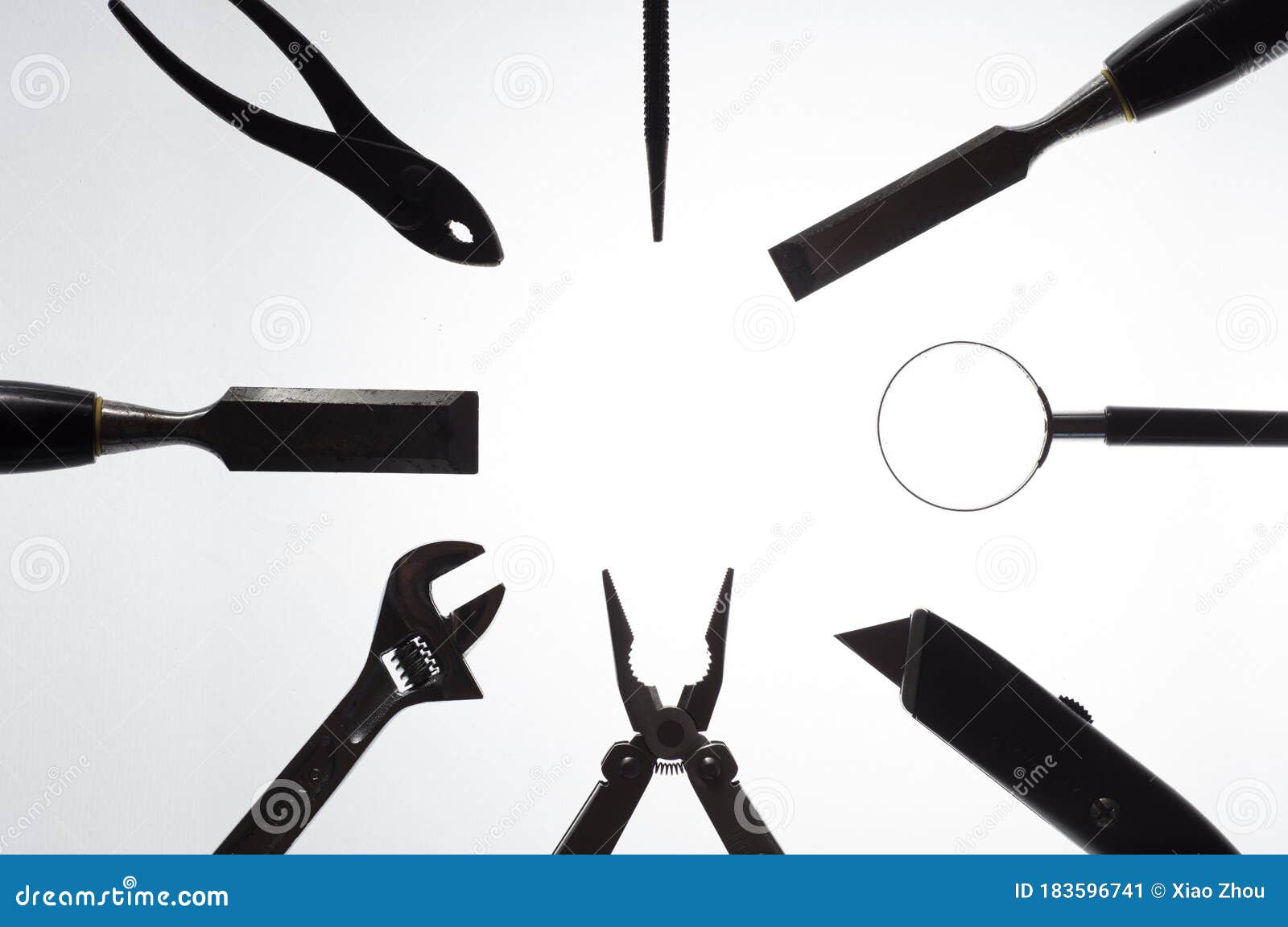 Working tools sketch stock image. Image of shape, group - 183596741