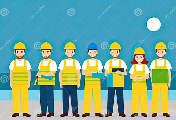 Group of Workmen. Generative Ai Stock Illustration - Illustration of ...