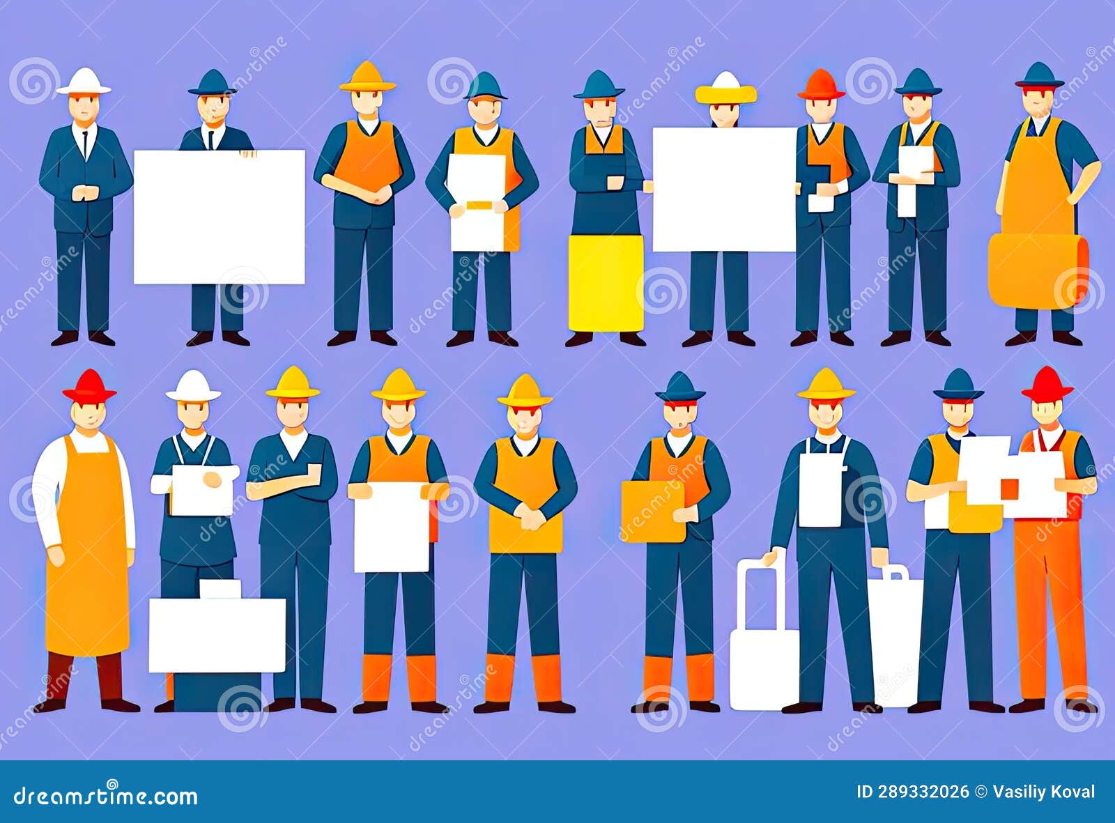 Group of Workmen. Generative Ai Stock Illustration - Illustration of ...