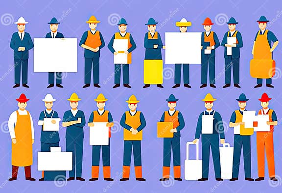 Group of Workmen. Generative Ai Stock Illustration - Illustration of ...