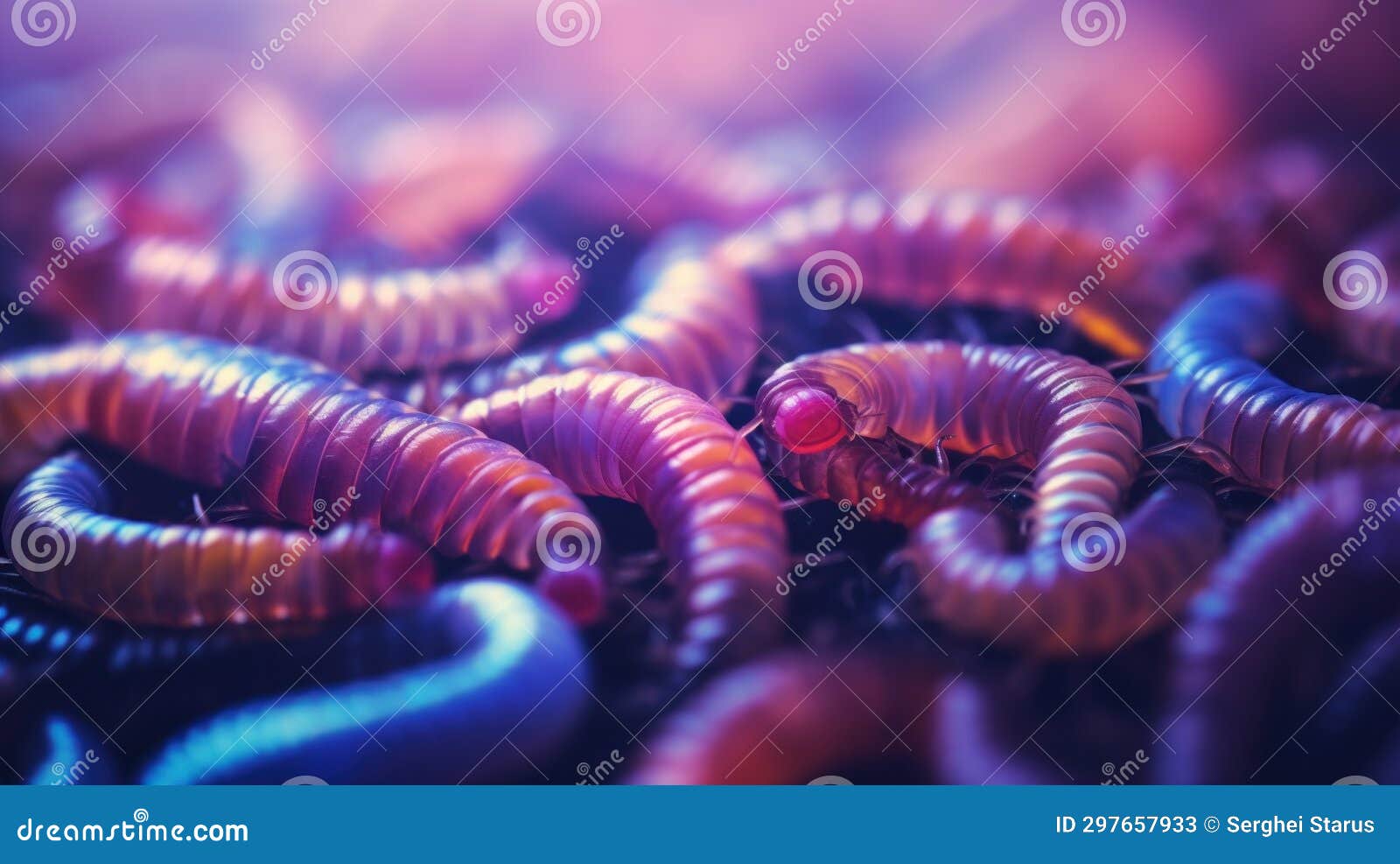 A Group of Worms with Bright Colors, AI Stock Illustration ...