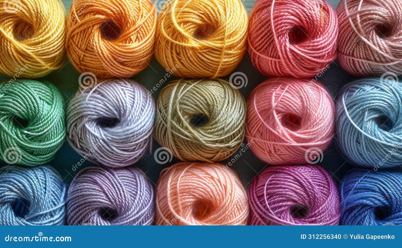 Group of Yarn Balls on Table Stock Photo - Image of group, handmade ...