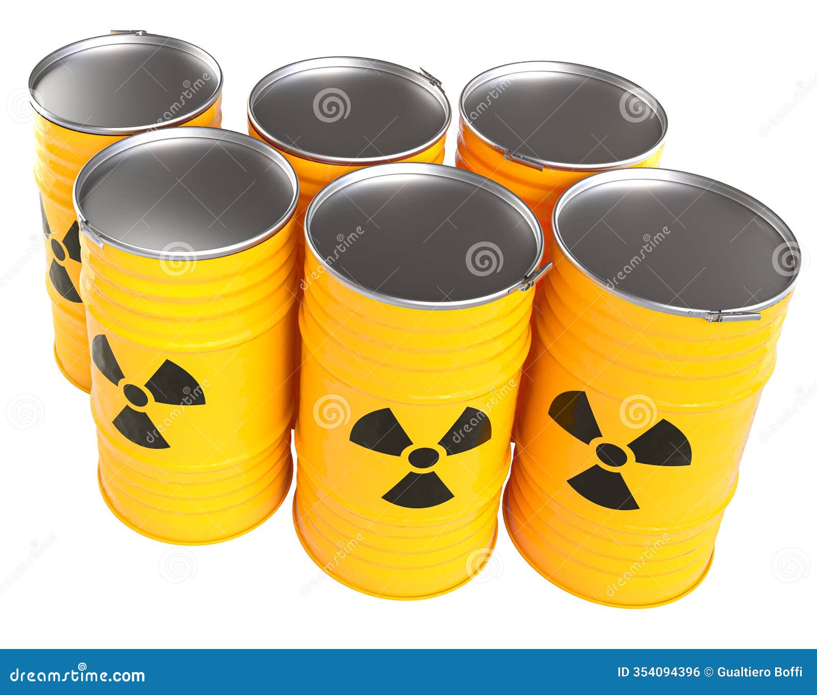 Group of Yellow Barrels Containing Radioactive Materials Stock ...