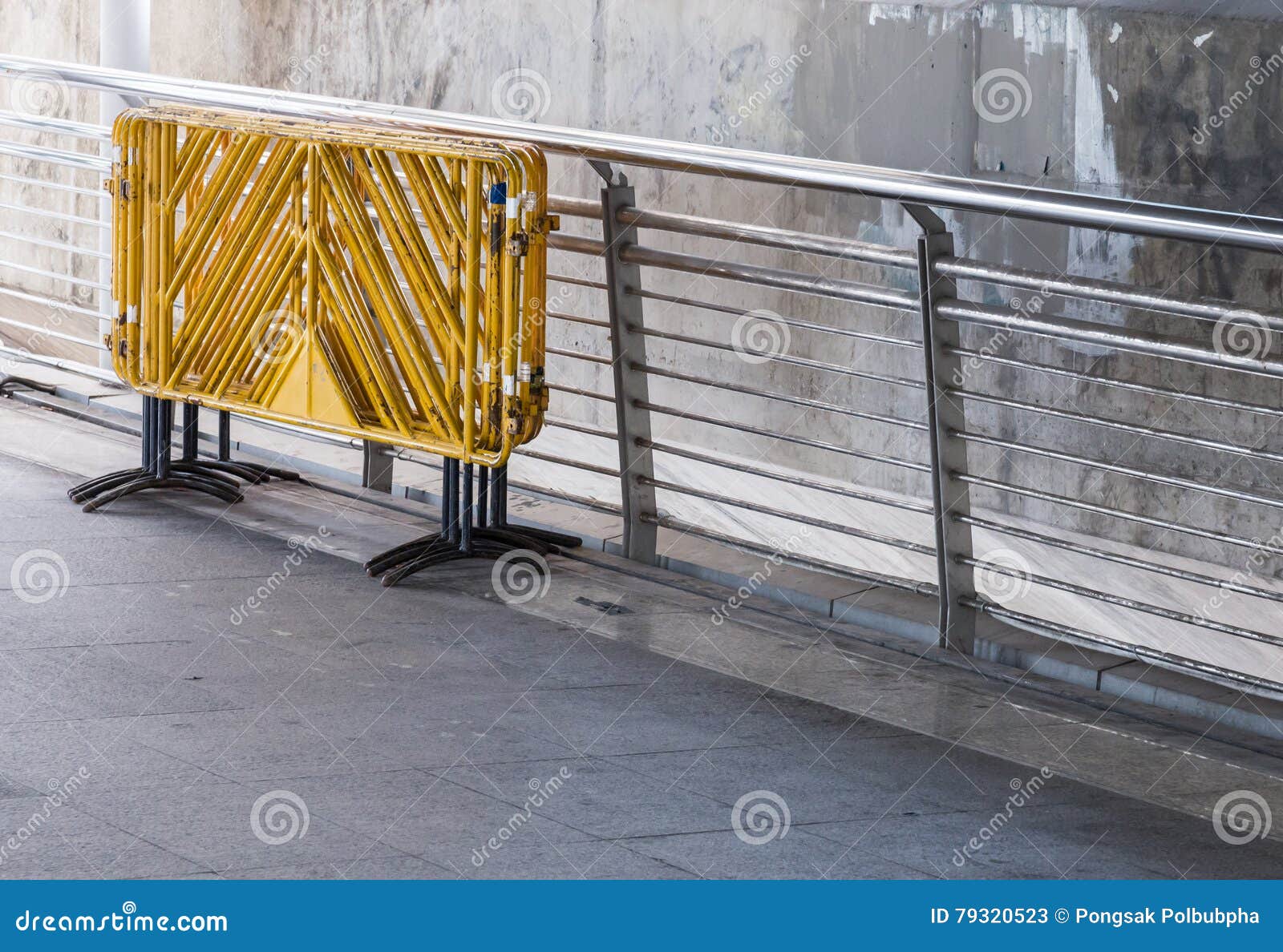 Yellow Barrier With Red Stop Sign On The Entrance In Park. Royalty-Free ...