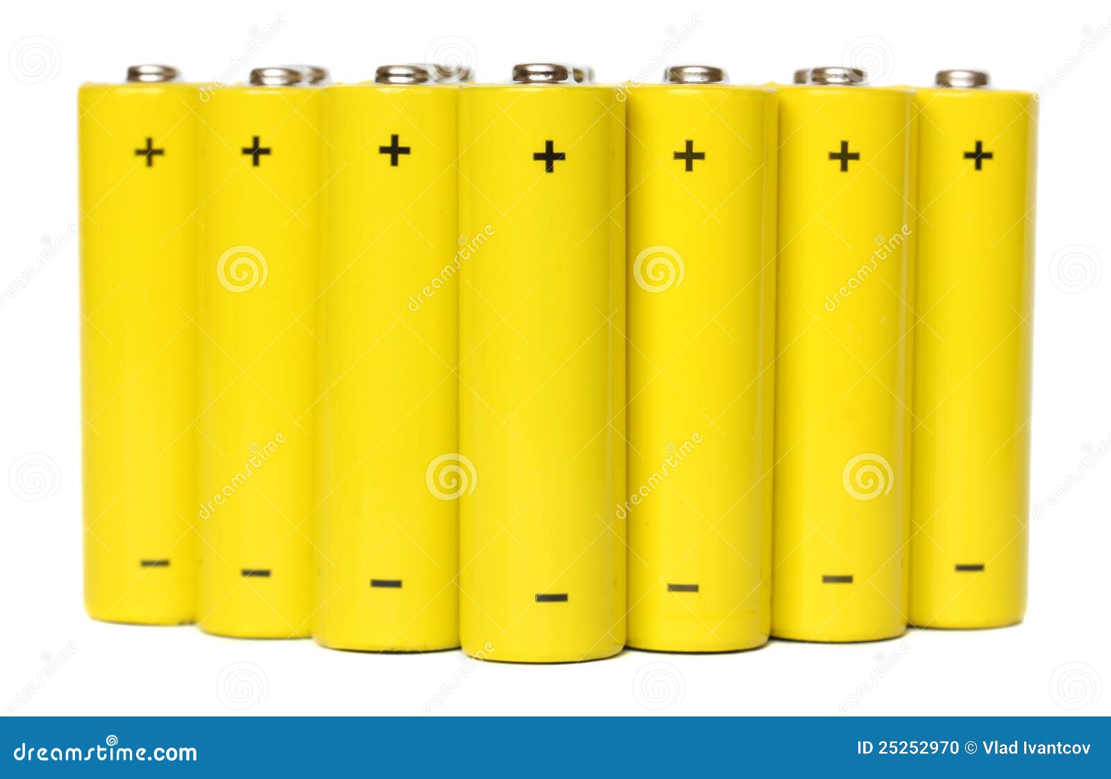 Group of yellow batteries. stock photo. Image of minus - 25252970