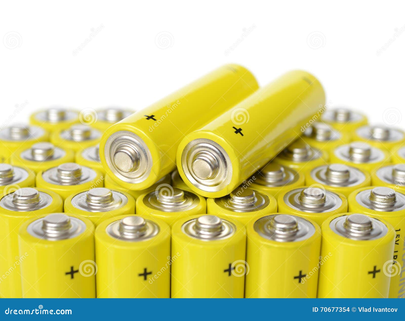 Group of yellow batteries. stock photo. Image of group - 70677354