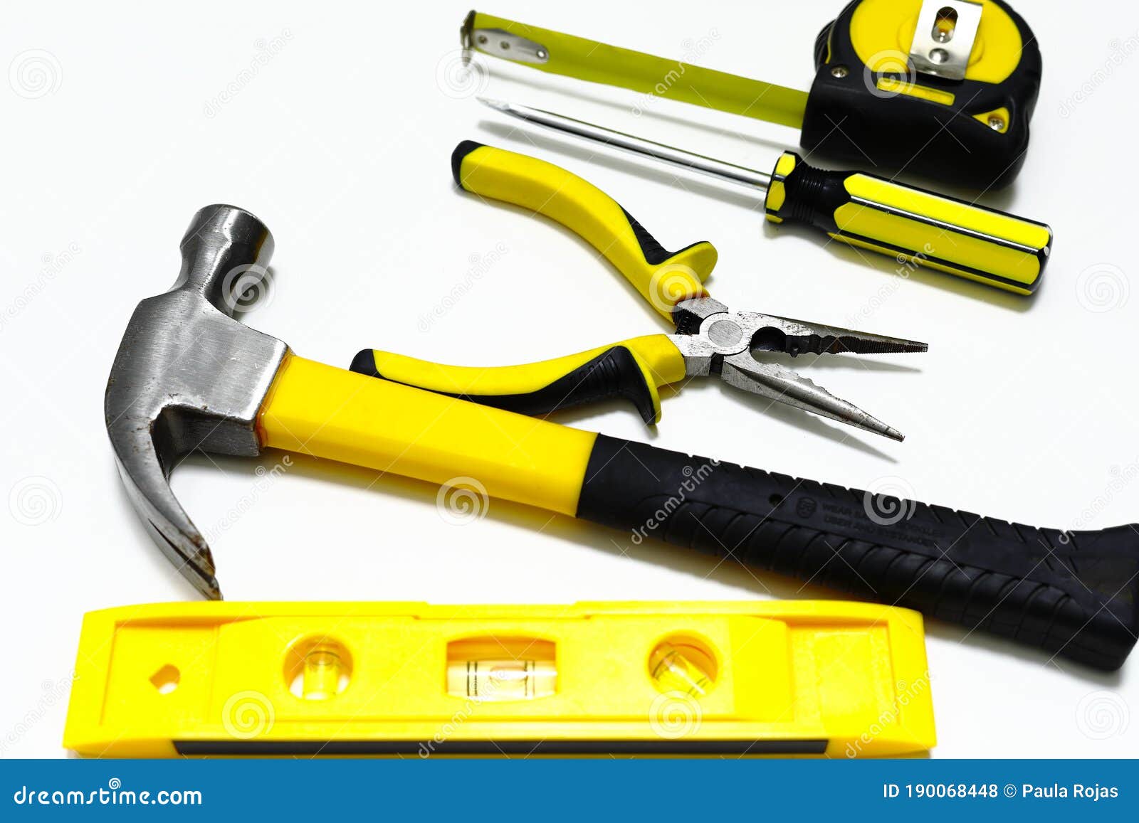 A Group of Yellow and Black Colored Construction Tools Stock Photo ...