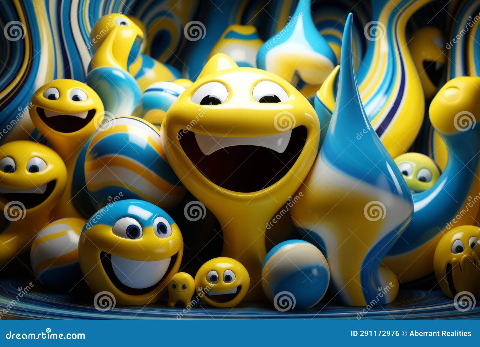 A Group of Yellow and Blue Smiley Faces Stock Illustration ...