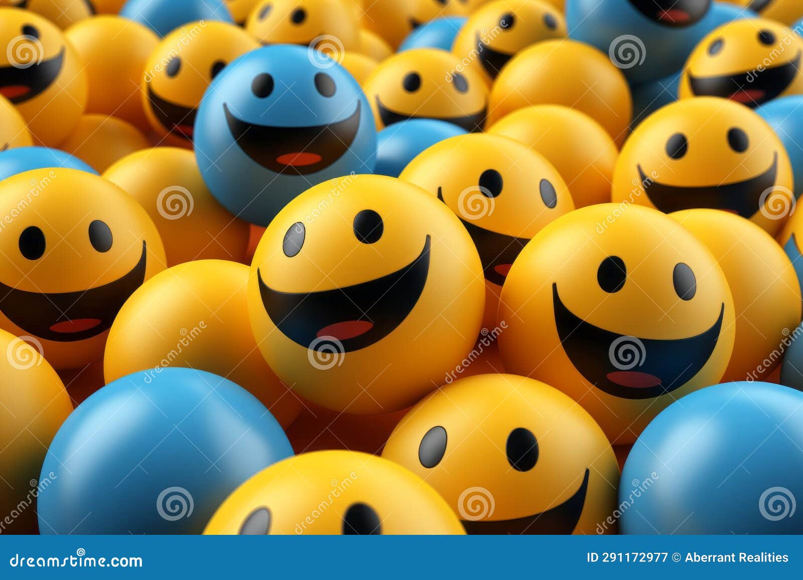 A Group of Yellow and Blue Smiley Faces Stock Illustration ...