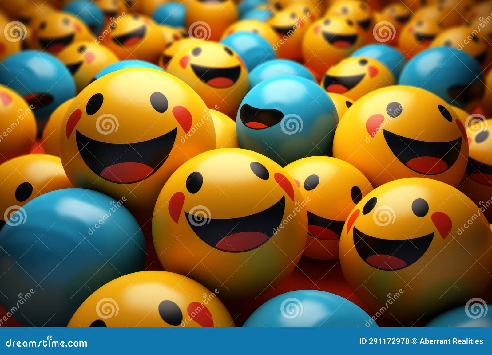 A Group of Yellow and Blue Smiley Faces Stock Illustration ...