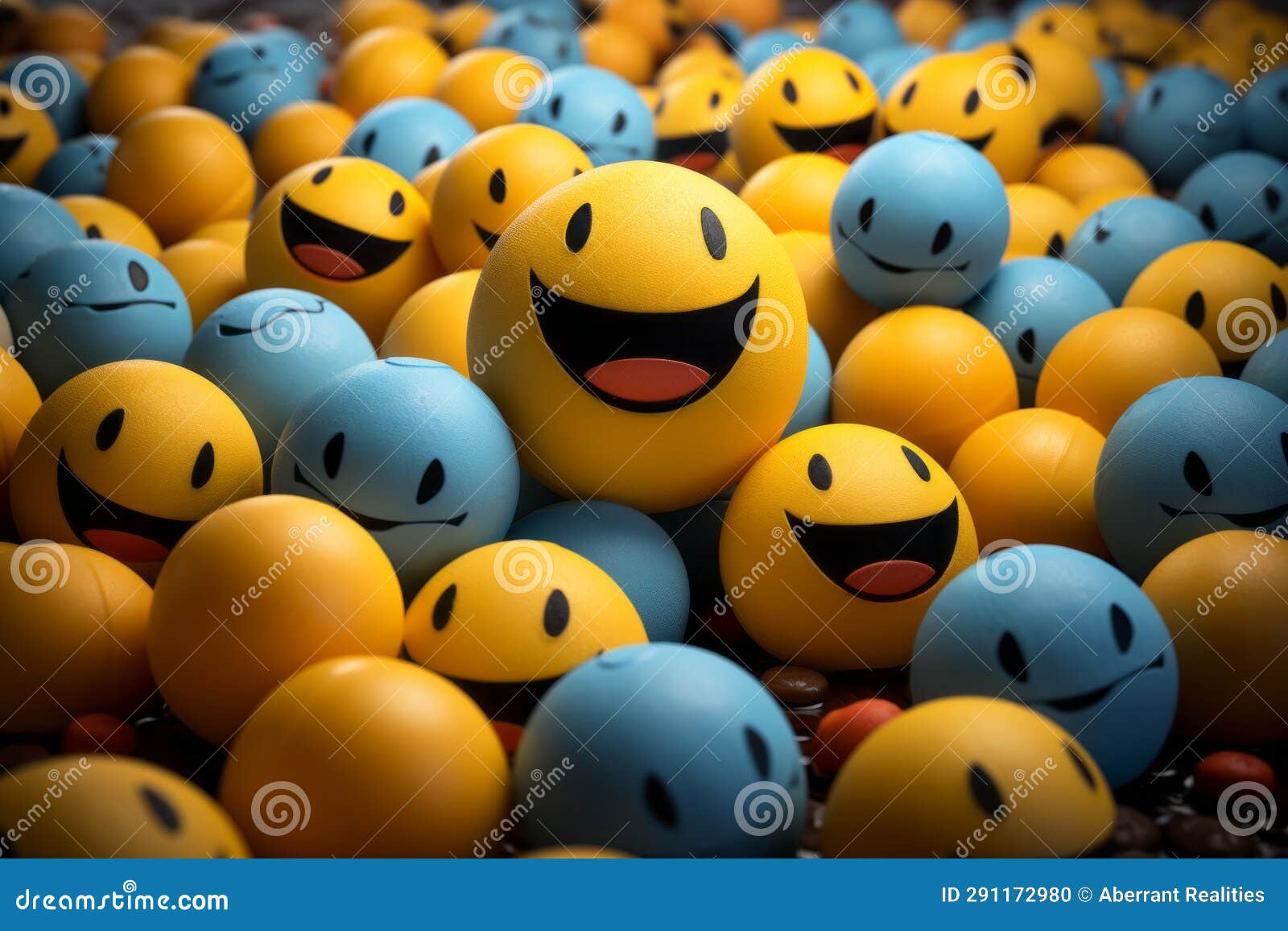 A Group of Yellow and Blue Smiley Faces Stock Illustration ...