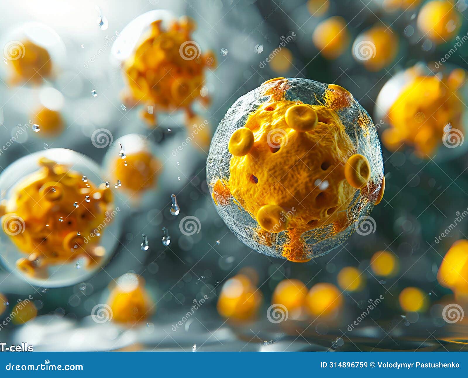 A Group of Yellow Cells Floating in Water Stock Image - Image of ...