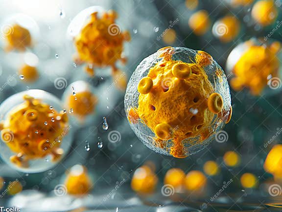 A Group of Yellow Cells Floating in Water Stock Image - Image of ...