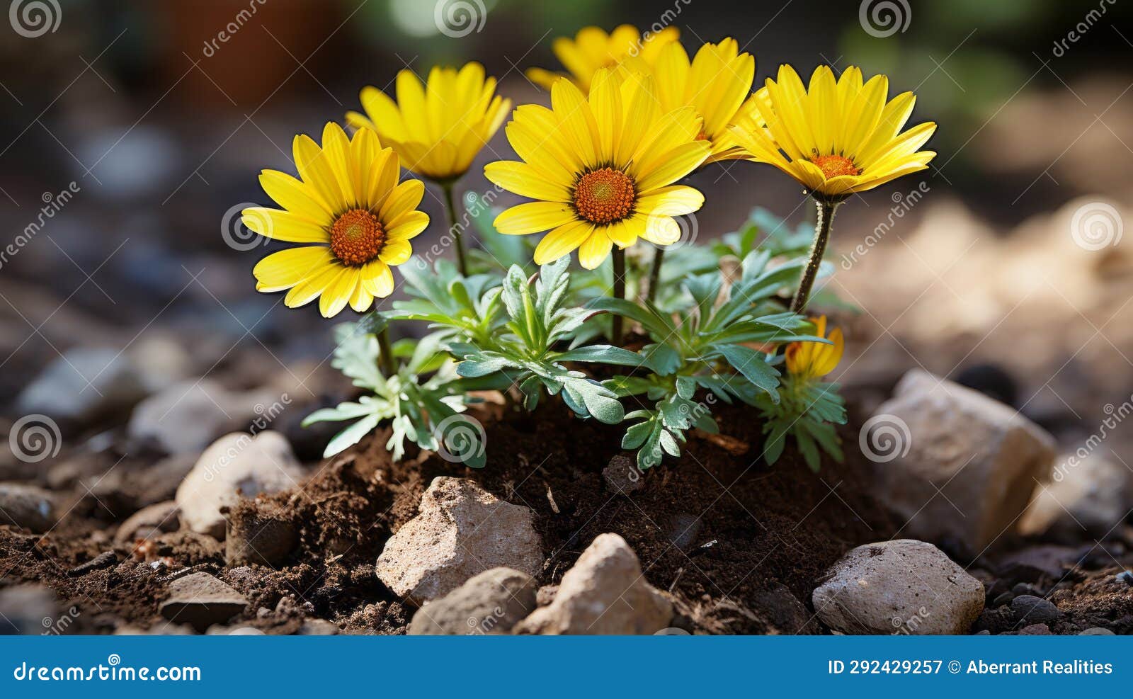 A Group of Yellow Flowers Growing Out of the Ground Stock Illustration ...