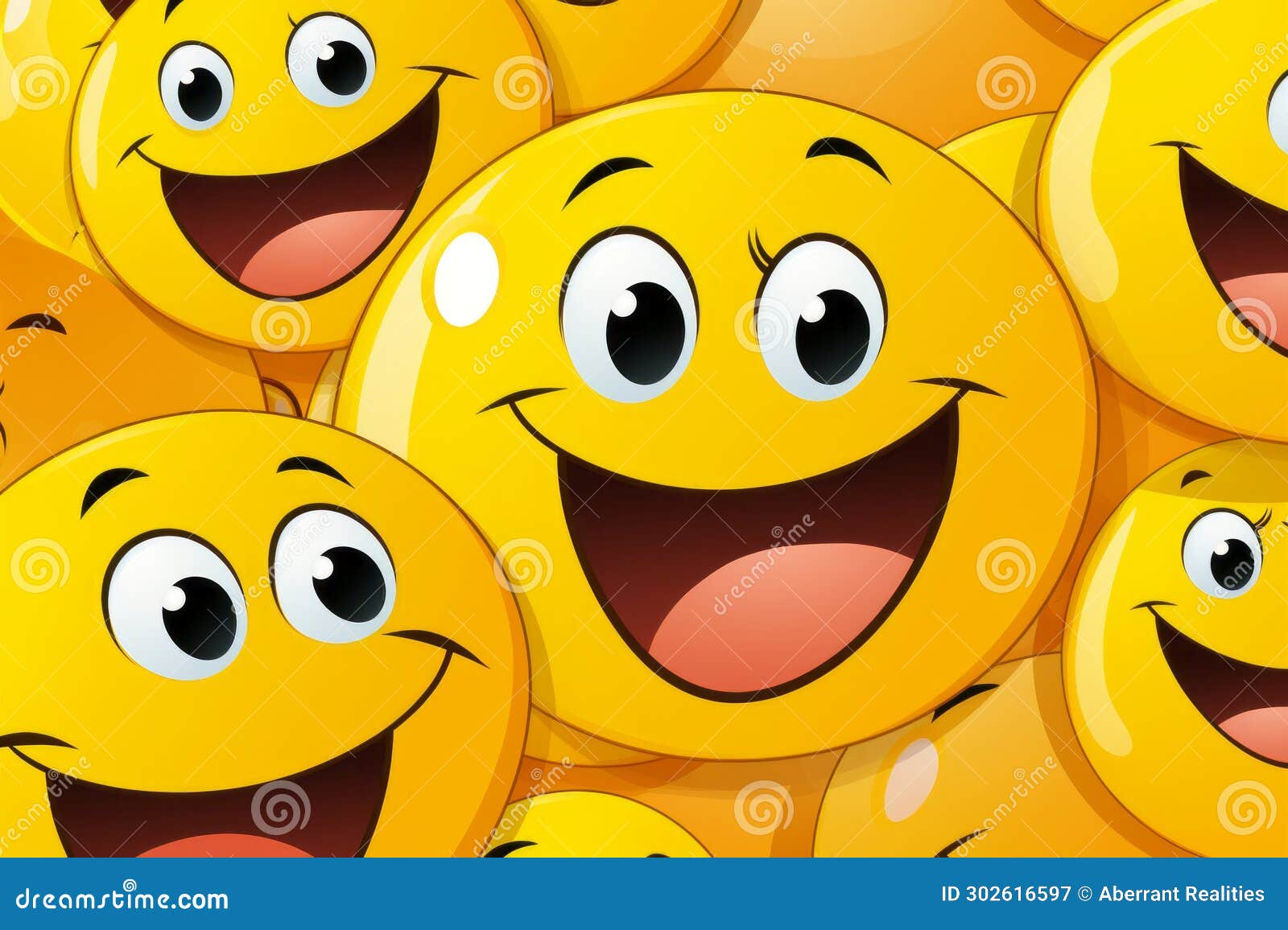 A Group of Yellow Smiley Faces are All Smiling Stock Illustration ...