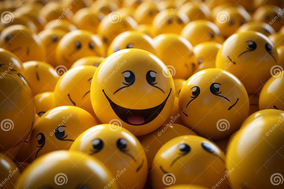 A Group of Yellow Smiley Faces in the Middle of a Crowd Stock ...