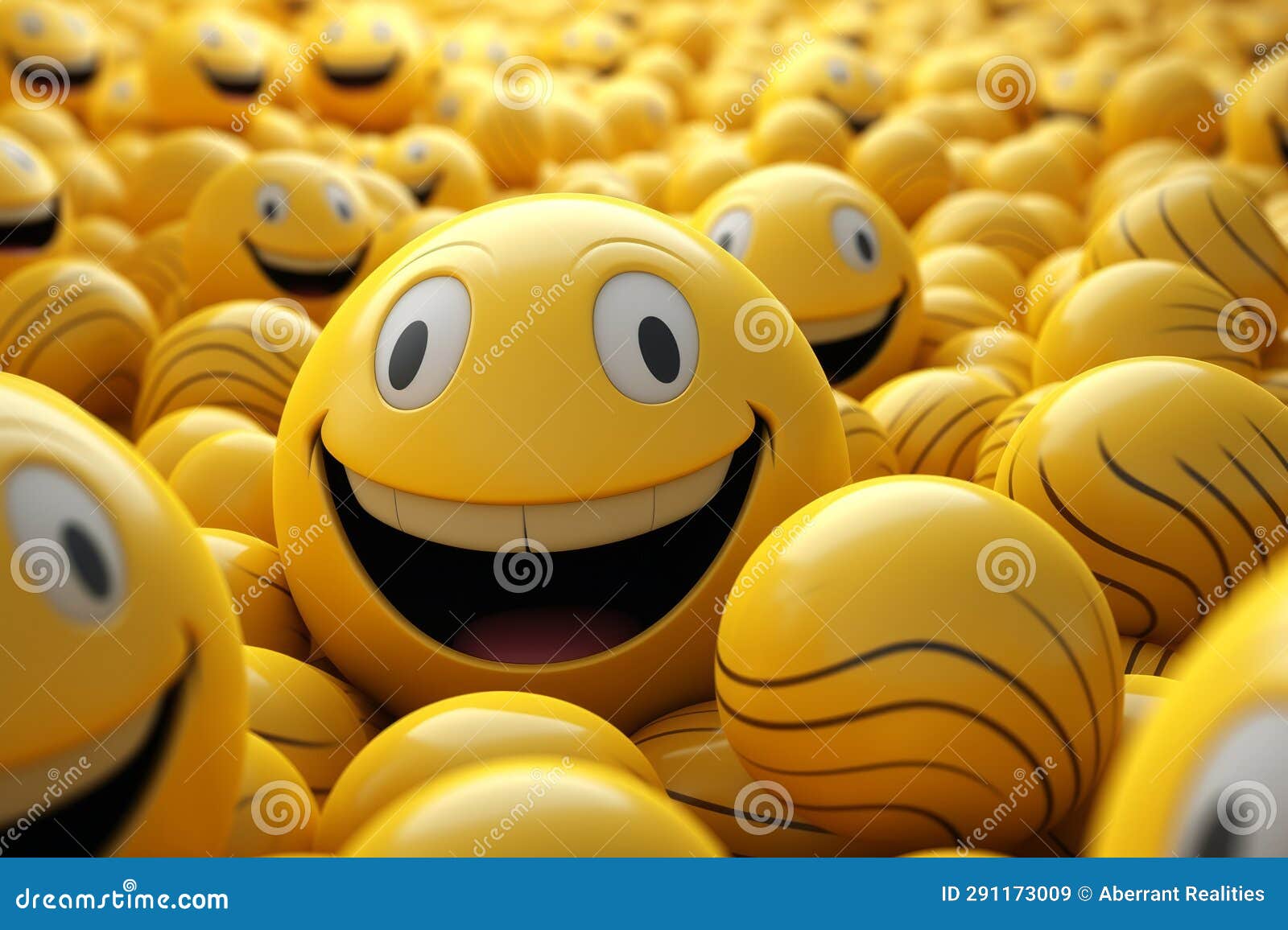 A Group of Yellow Smiley Faces in the Middle of a Field Stock ...
