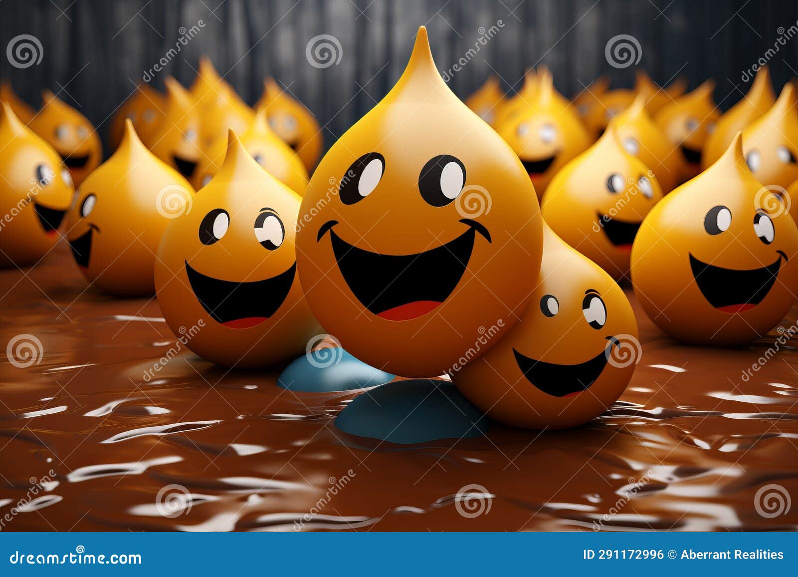 A Group of Yellow Smiley Faces in a Pool of Water Stock Illustration ...