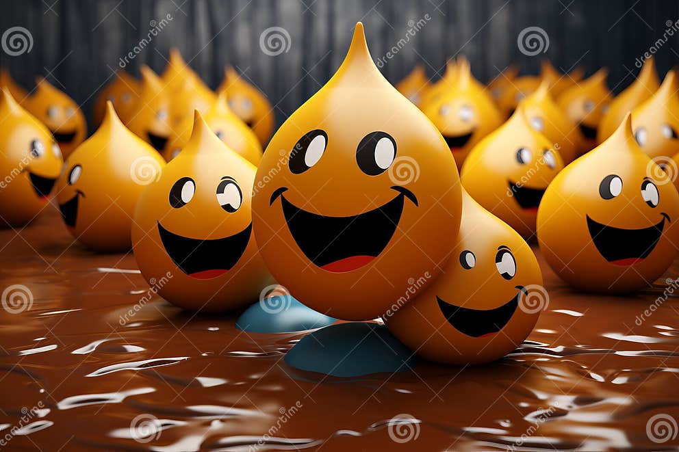 A Group of Yellow Smiley Faces in a Pool of Water Stock Illustration ...