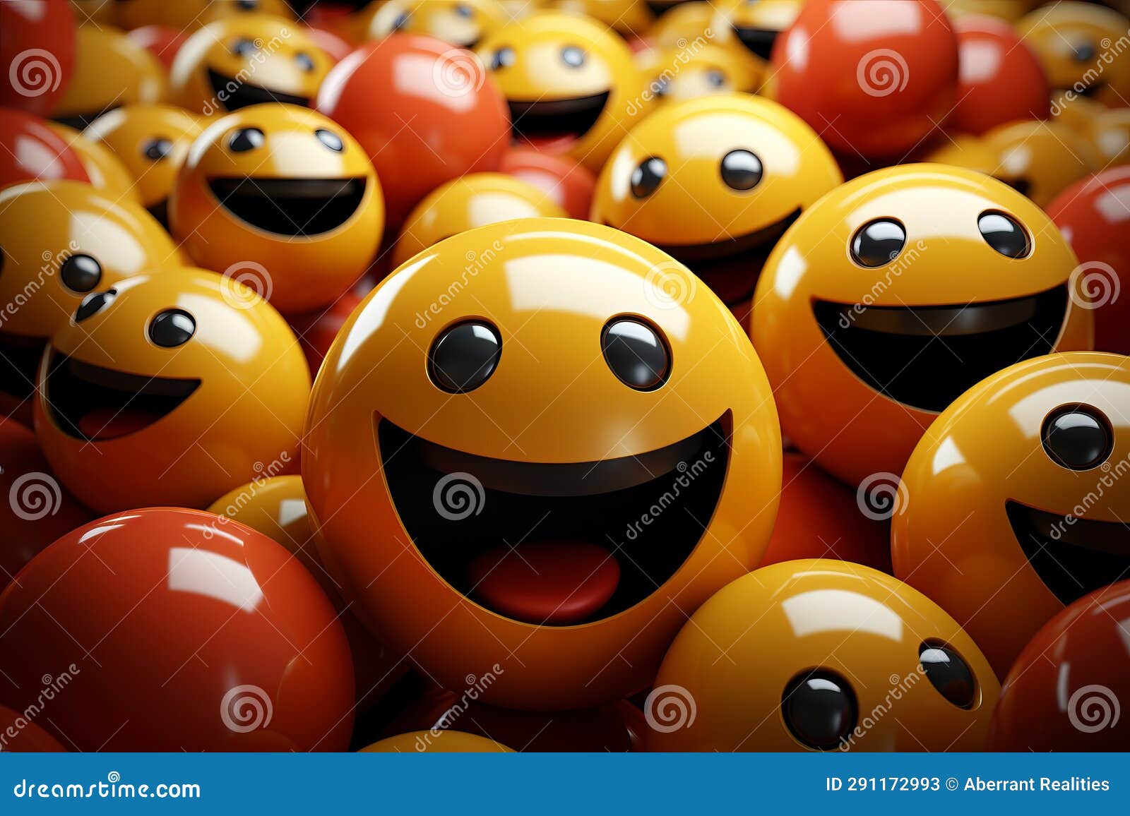 A Group of Yellow Smiley Faces are Surrounded by Red Balls Stock ...