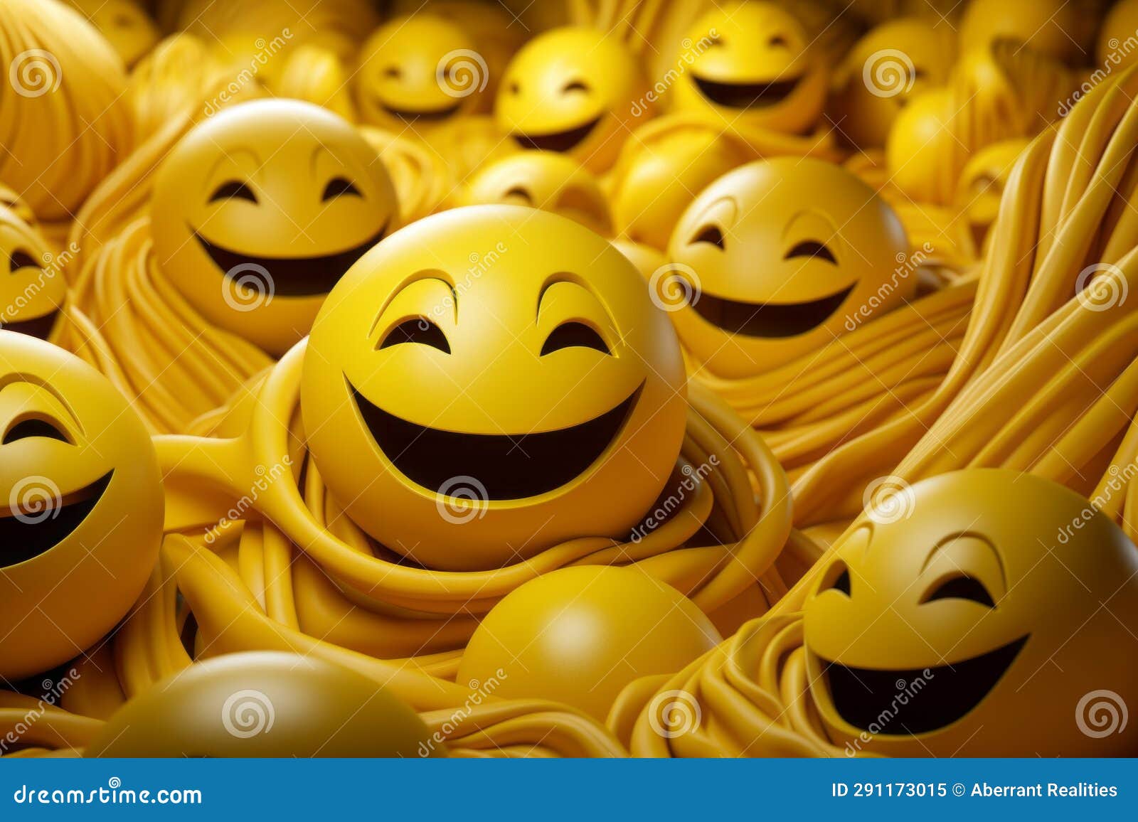 A Group of Yellow Smiley Faces Surrounded by Spaghetti Stock ...