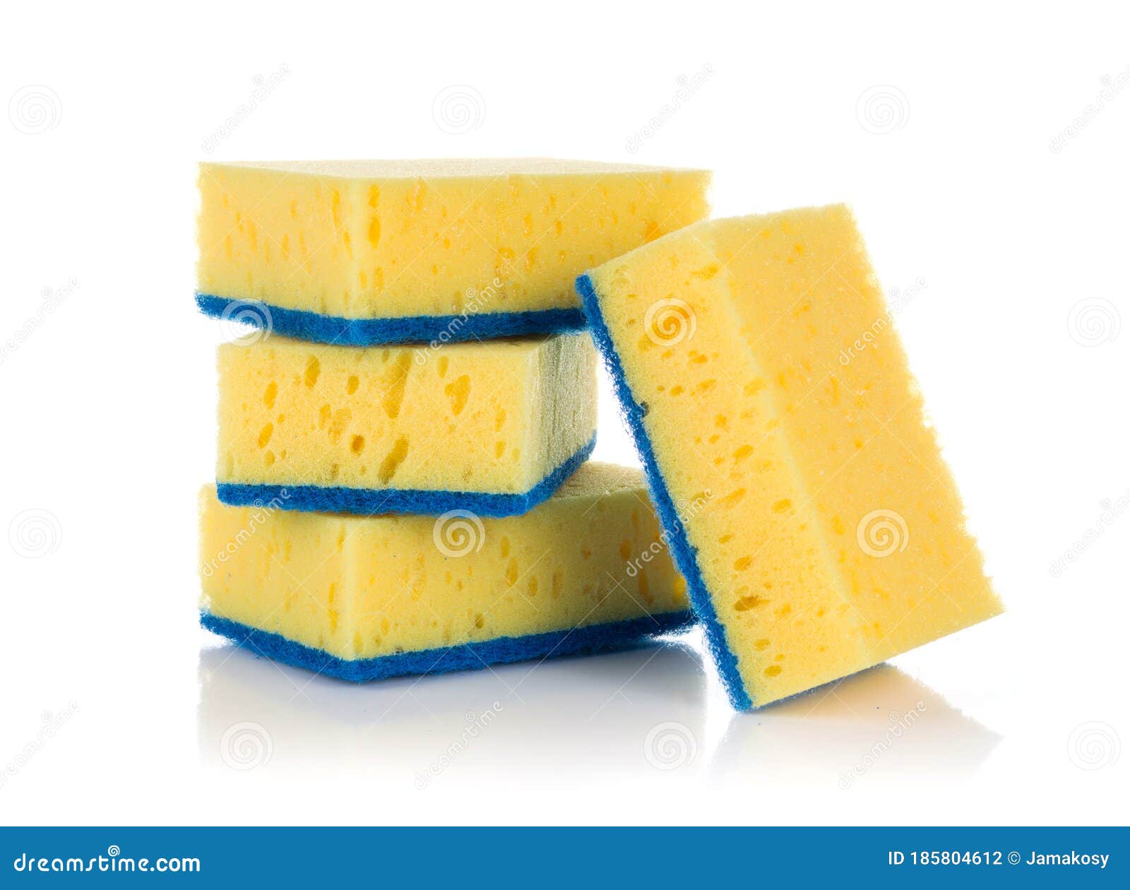 Group of Yellow Sponges for Cleaning Ware Isolated on White Background ...